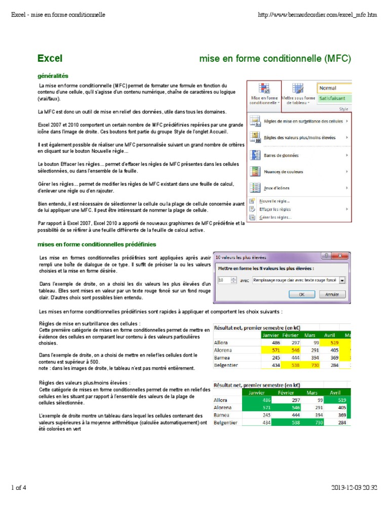 Guide sur la mise en forme conditionnelle Excel | PDF | Microsoft Excel ...