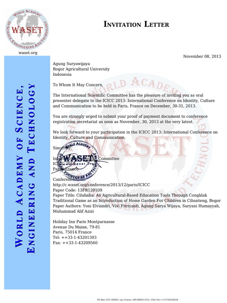 Invitation Letter | PDF | Computers