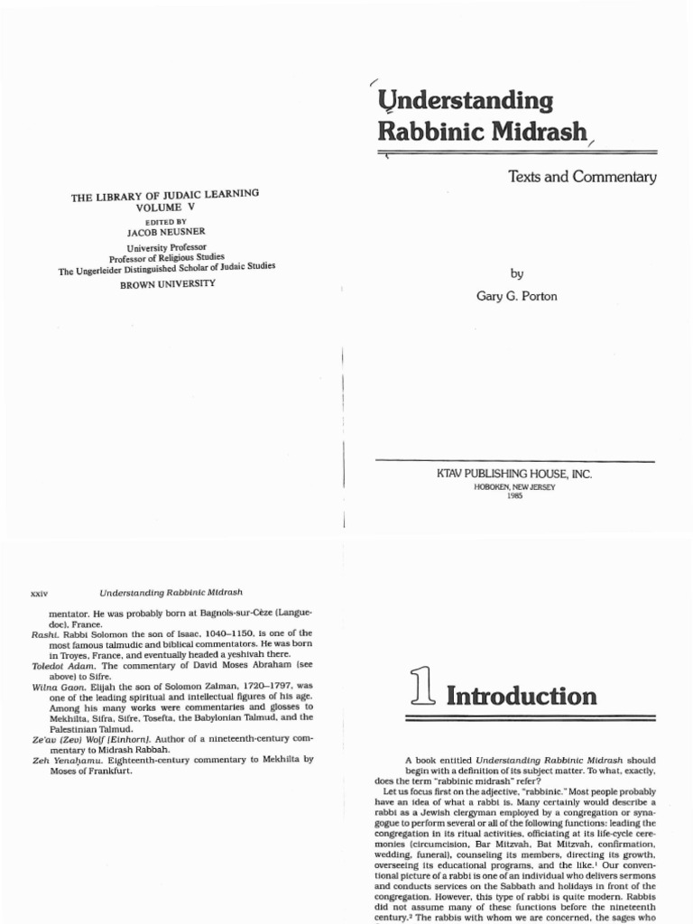 Nderstanding Rabbinic Midrash/: Texts and Commentary | PDF | Midrash ...
