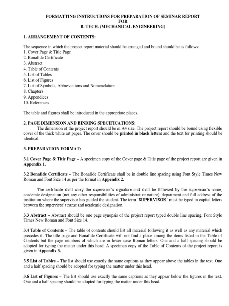Format Norms For Seminar Report | PDF | Typefaces | Times New Roman