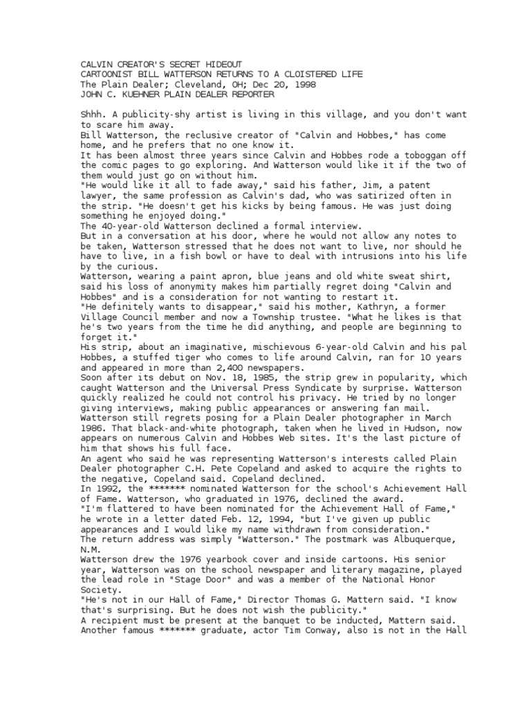 Bill Watterson | PDF | Comic Strips | Publishing