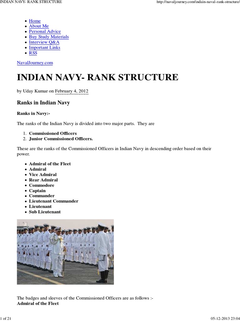 Indian Navy- Rank Structure | Military Rank | Lieutenant