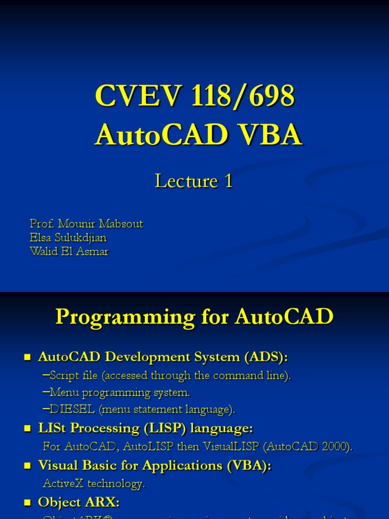 Autocad Vba Ppt Visual Basic For Applications Object Computer Science Prueba Gratuita De