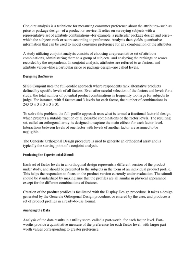 Conjoint Analysis Is A Technique For Measuring Consumer Preference