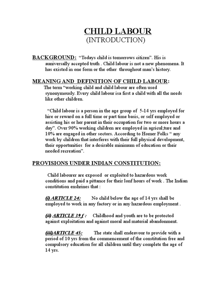 Child Labour | Download Free PDF | Child Labour | Employment