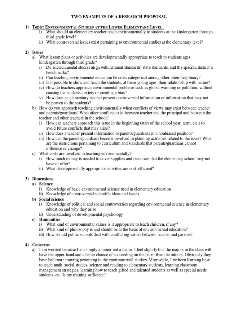 Research Proposal Examples | PDF | Teachers | Pollution