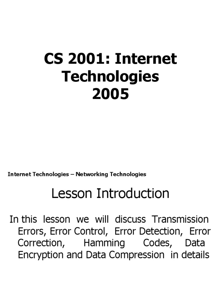 CS 2001: Internet Technologies 2005 | PDF | Error Detection And ...