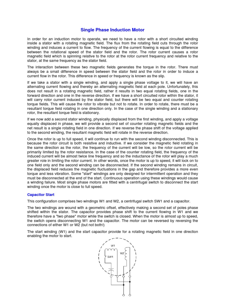 Single Phase Induction Motor | PDF