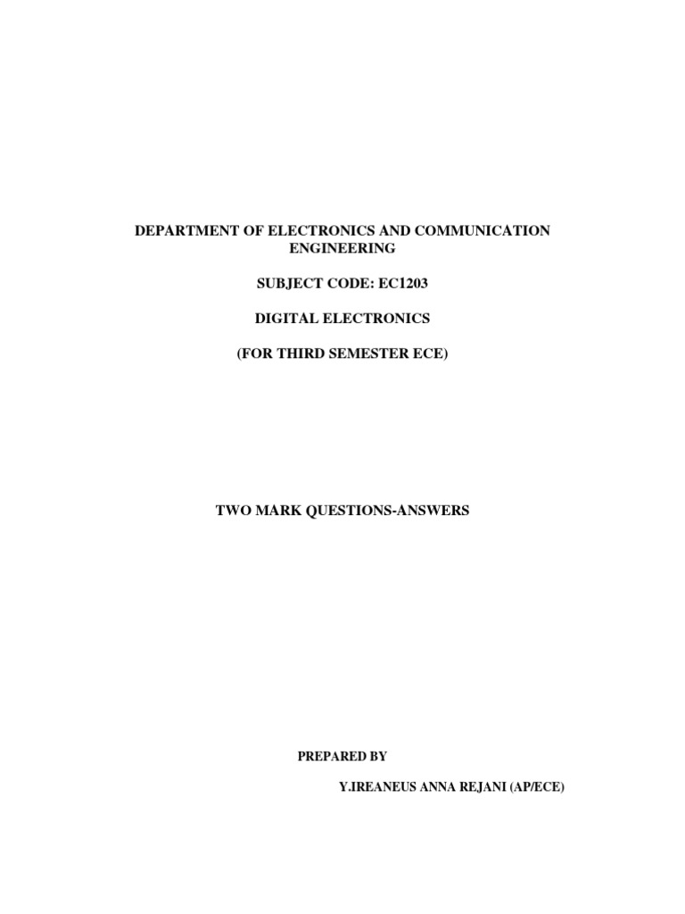 Digital Electronics Q&A for ECE Students | PDF
