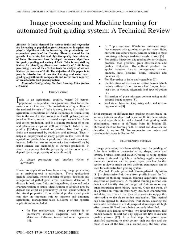 Review of Fruit Grading System | PDF | Statistical Classification | Areas Of Computer Science