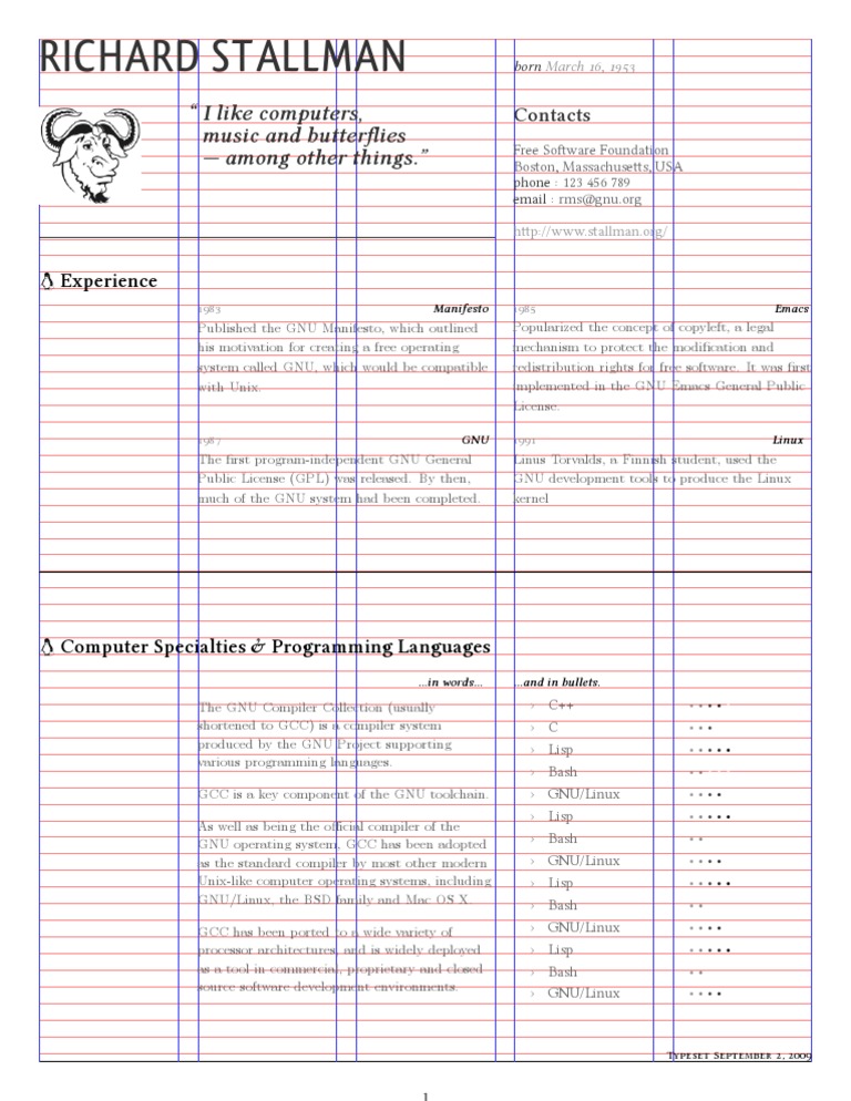 LaTeX Linux CV Template With Grid | PDF | Gnu | Linux