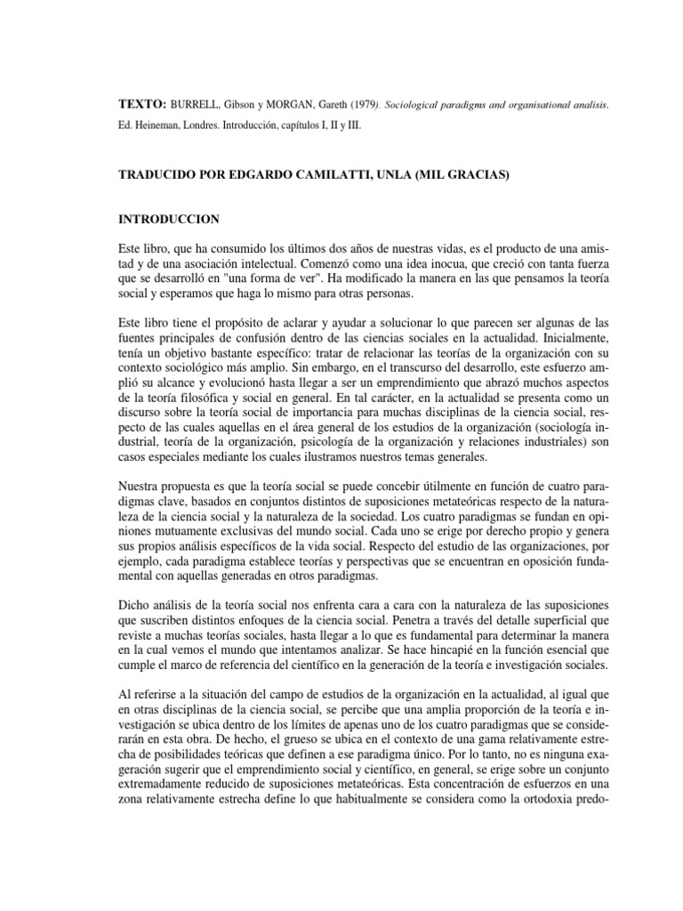 Burrell y Morgan 1979 | PDF | Science | Conocimiento