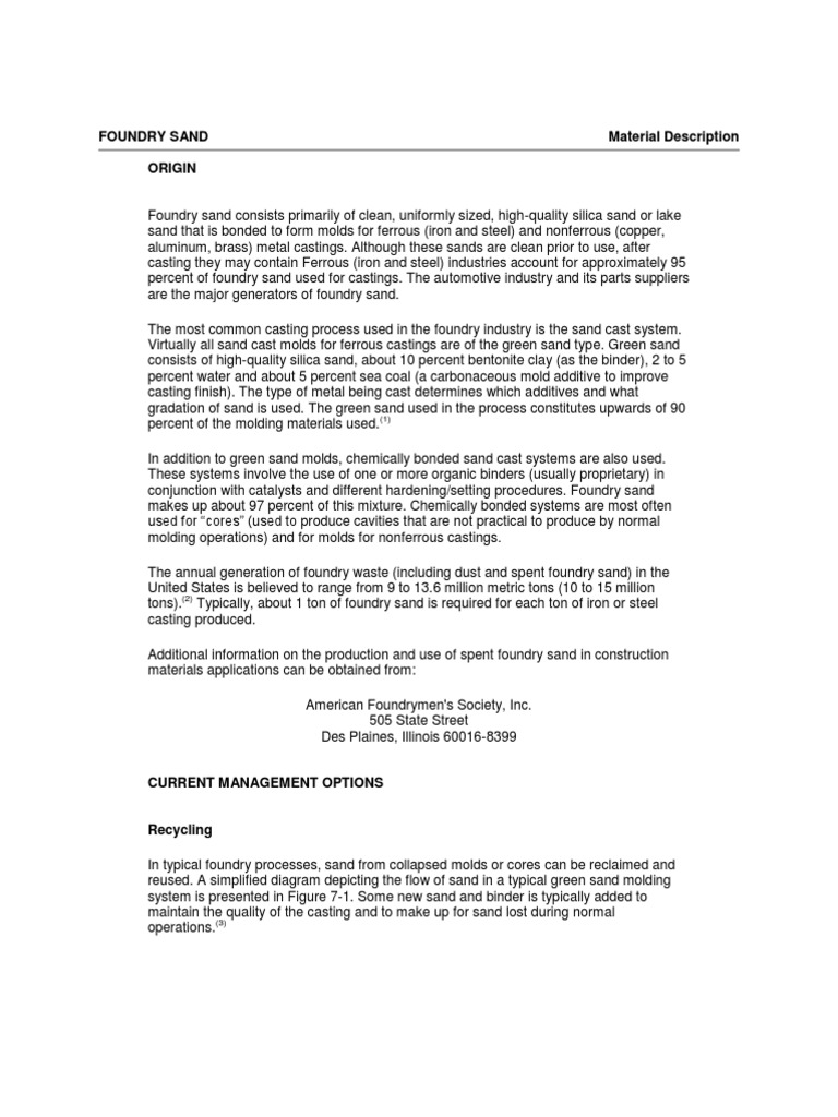 Properties and Uses of Foundry Sand | PDF | Foundry | Casting ...