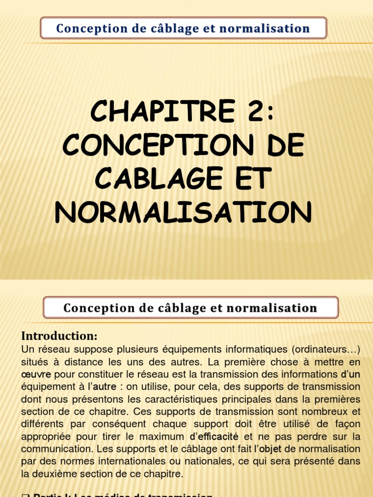 Chapitre II - Conception de Cablage Et Normes en Vigueur | PDF | Fibre ...