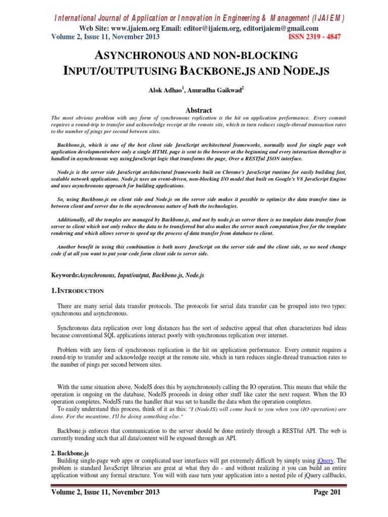 A - I / B - N .: Synchronous and Non Blocking Nput Outputusing Ackbone ...