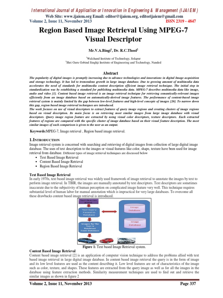 Region Based Image Retrieval Using MPEG-7 Visual Descriptor | PDF | Information Retrieval ...