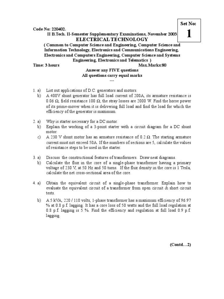 NR 220402 Electrical Technology | PDF | Transformer | Electric Generator