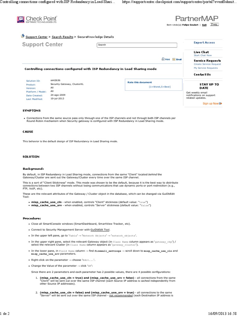 Controlling Connections Configured With Isp Redundancy In Load Sharing Mode Pdf Gateway
