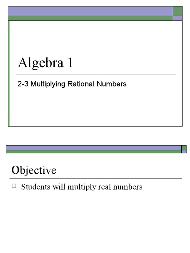 2-3 Multiplication of Rational Numbers | PDF