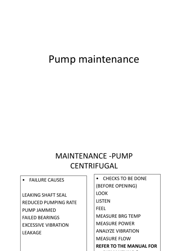 Pump Maintenance | PDF | Pump | Bearing (Mechanical)