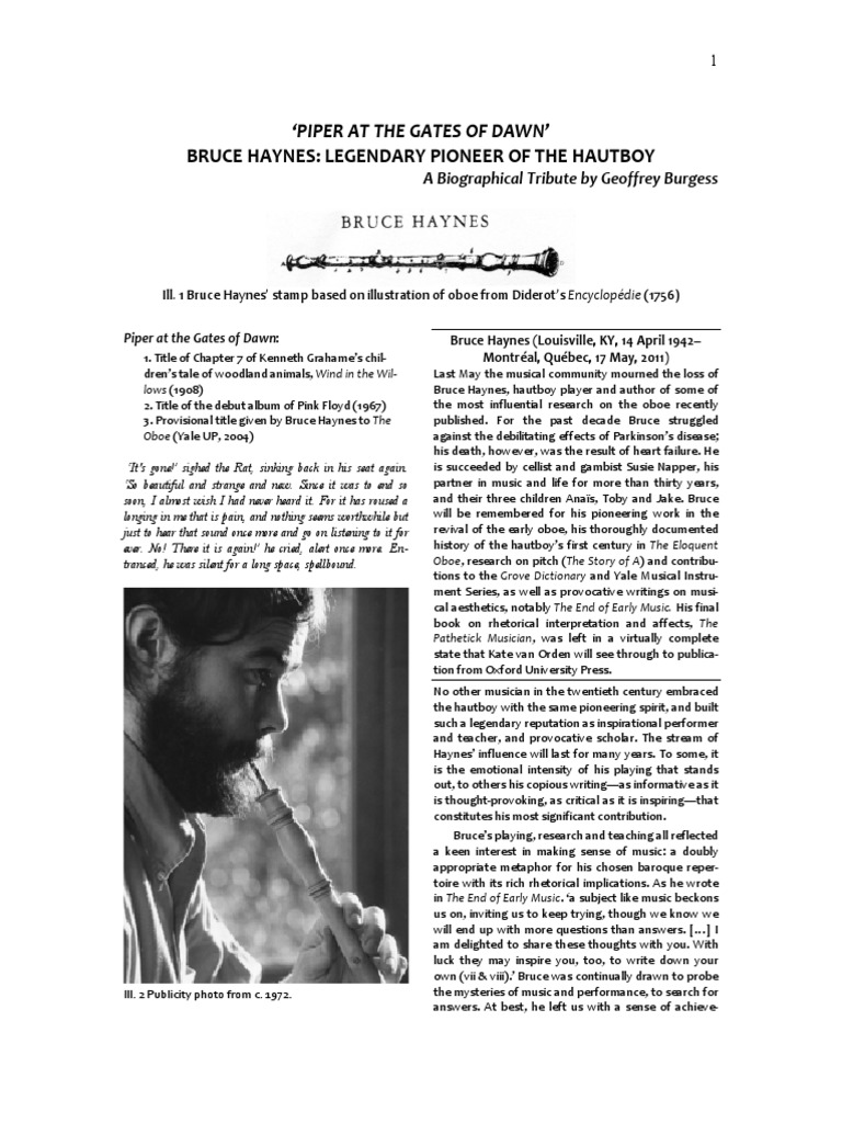 Piper at The Gates of Dawn. Bruce Haynes. Legendary Pioneer of The ...