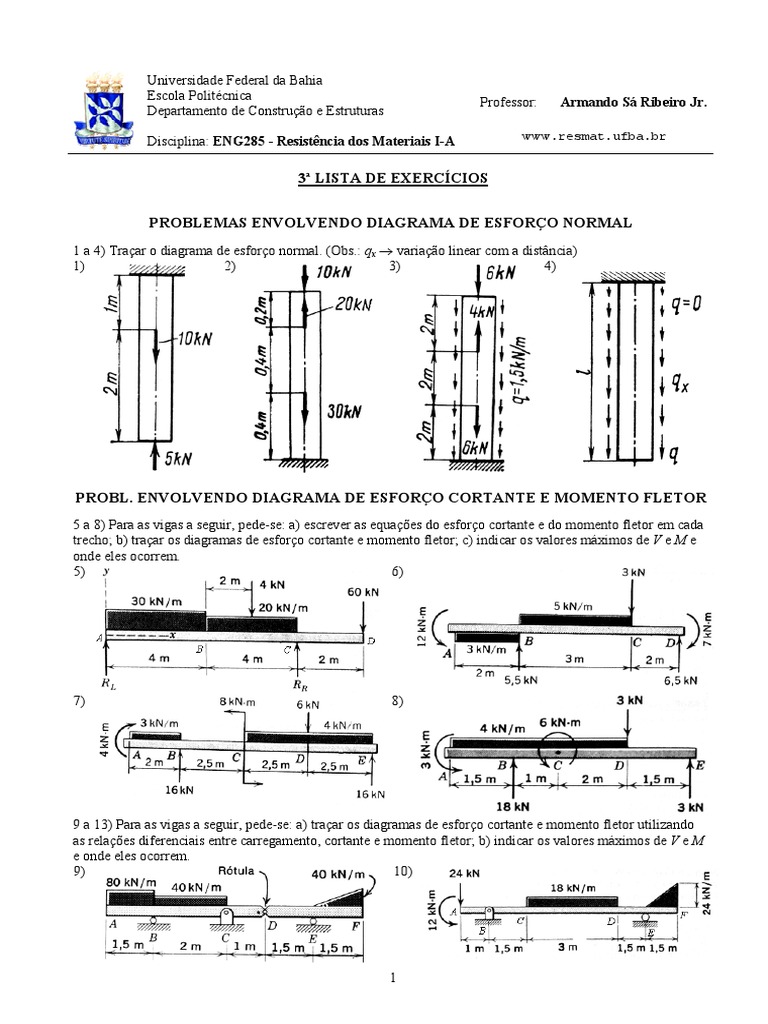 Lista3 Mecanica Dos Solidos | PDF | Estresse (Mecânica) | Flexão (Física)
