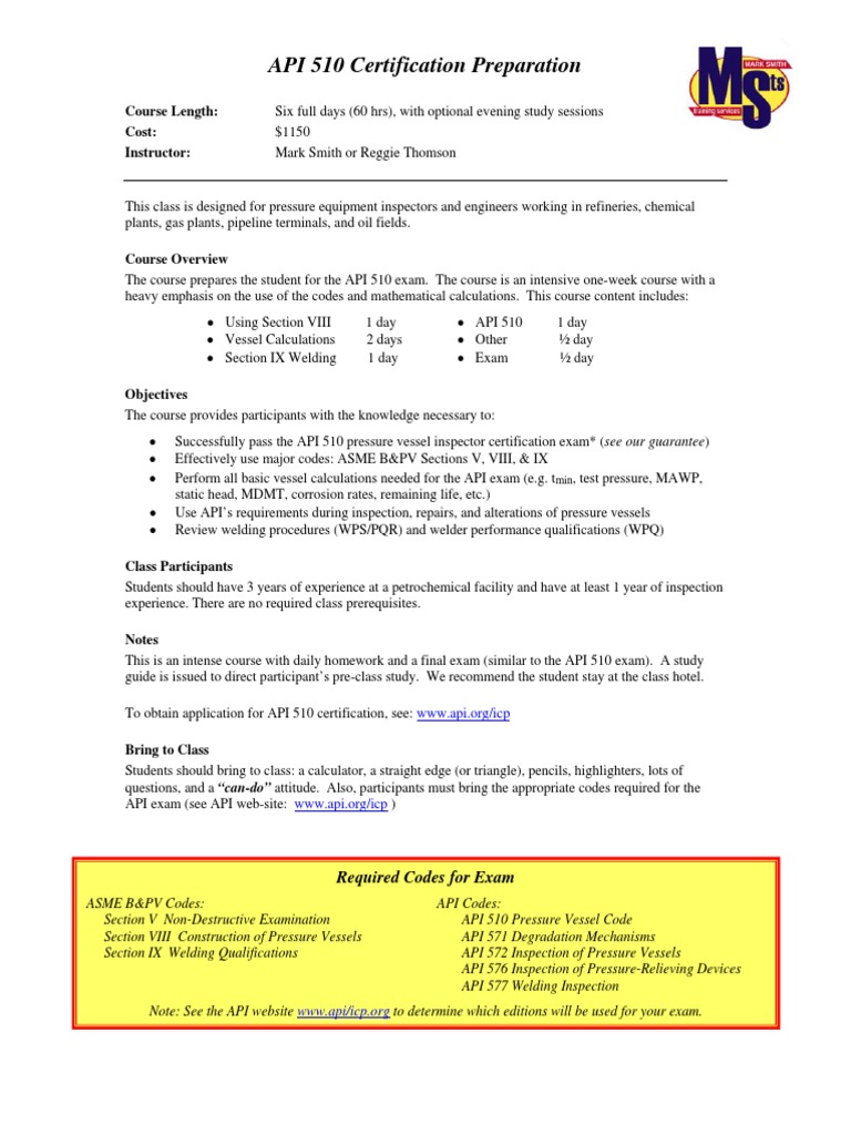 Api 510 MSTS | PDF | Test (Assessment) | Welding