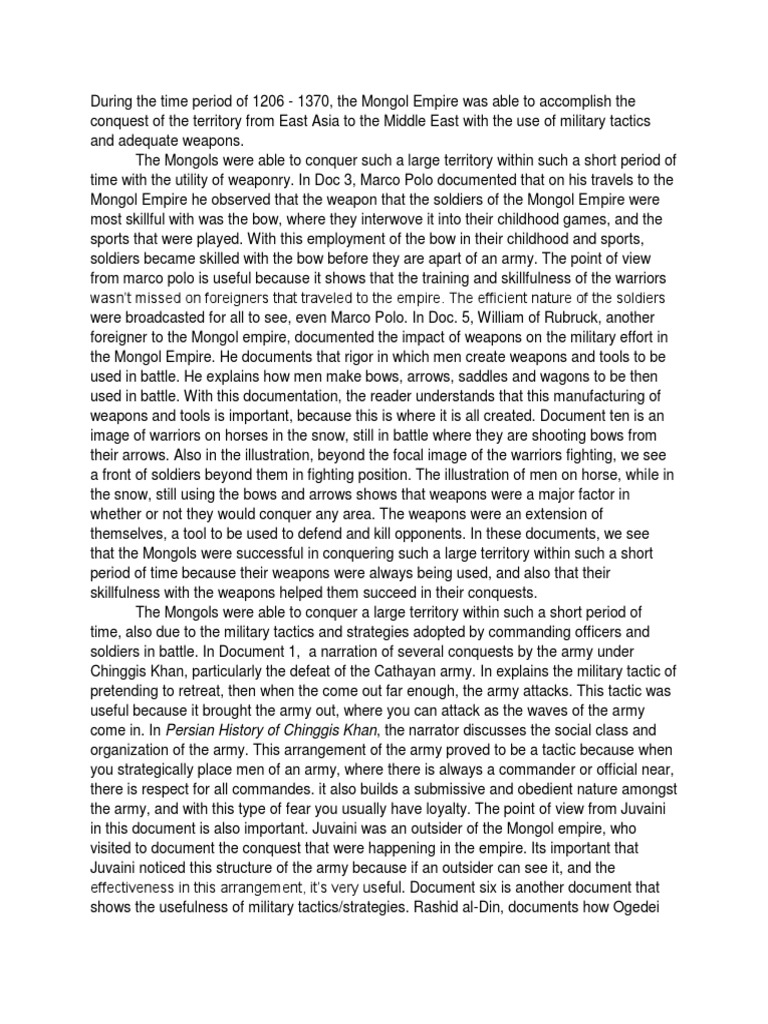 Mongol DBQ | PDF | Genghis Khan | Mongol Empire