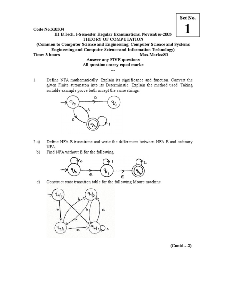 NR 310504 Theory of Computation | Download Free PDF | Theory Of Computation | Applied Mathematics