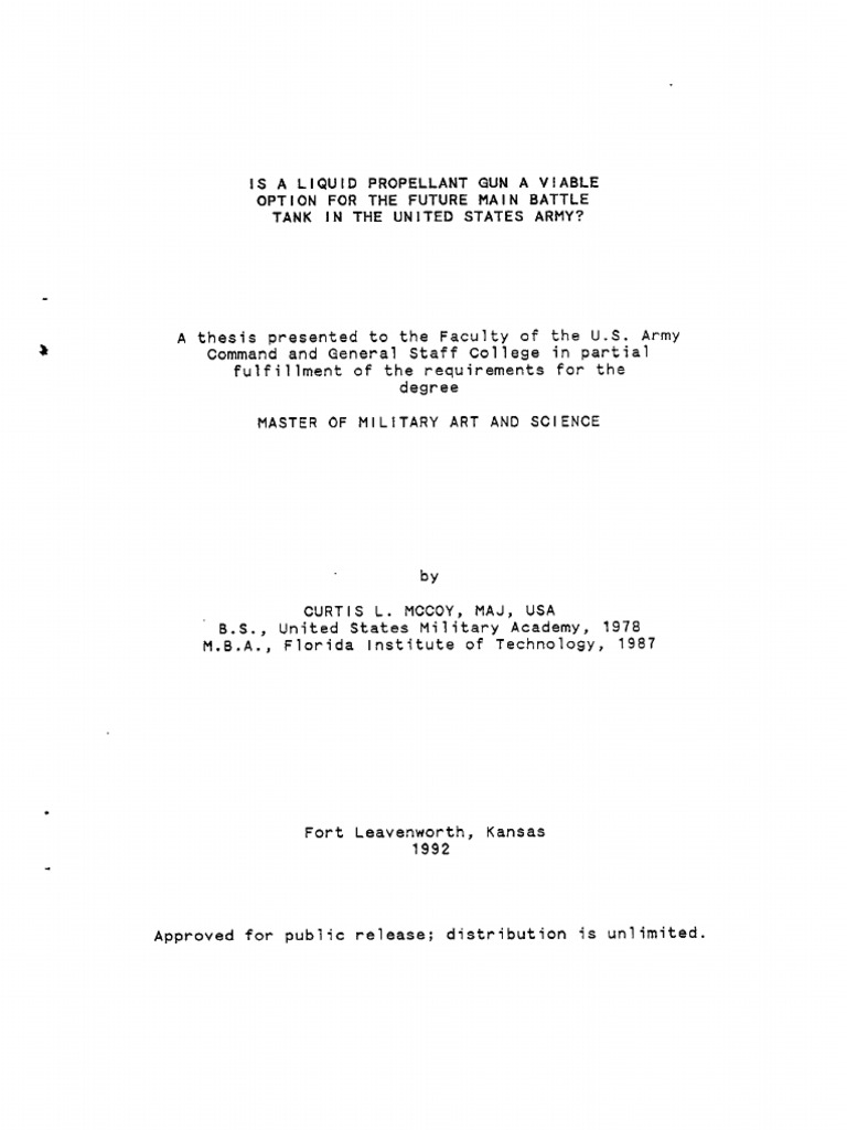 Liquid Propellant Gun For MBT | PDF | Tanks | Ammunition