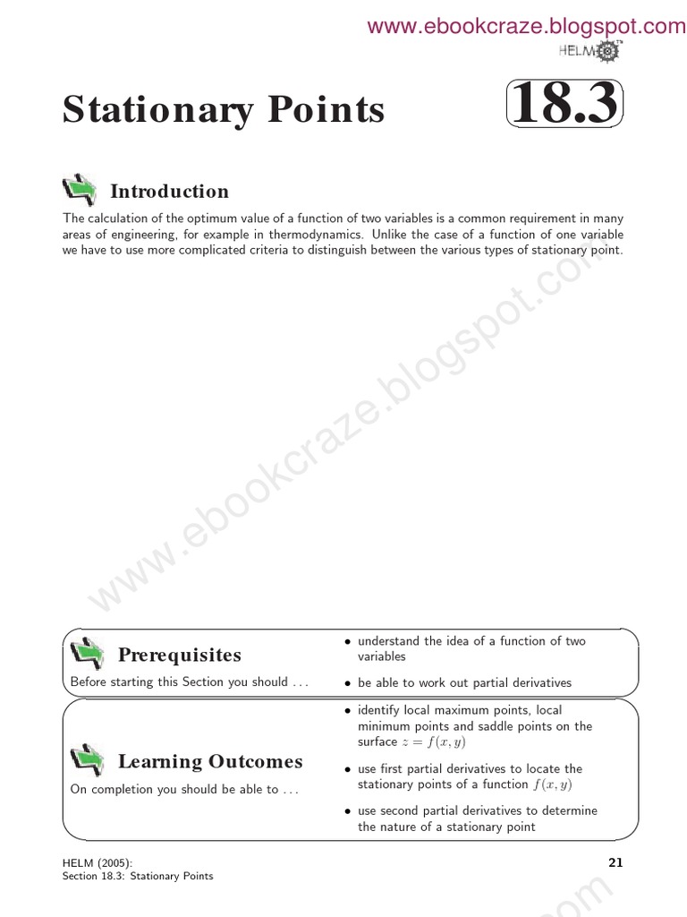 18 3 Stationary Points | PDF | Maxima And Minima | Calculus
