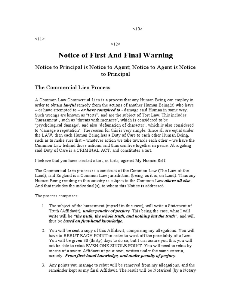 Notice of First and Final Warning | PDF | Comparative Law | Ethical ...