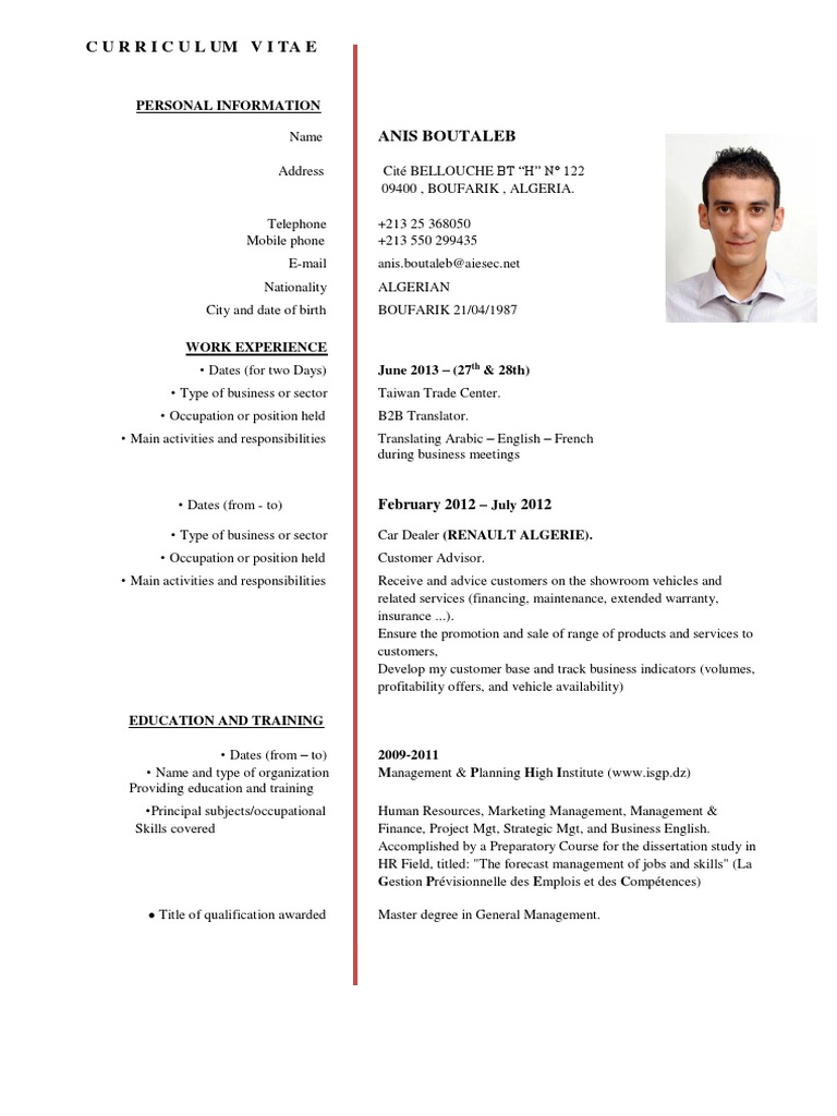 Business CV English | PDF | Bachelor's Degree | Science