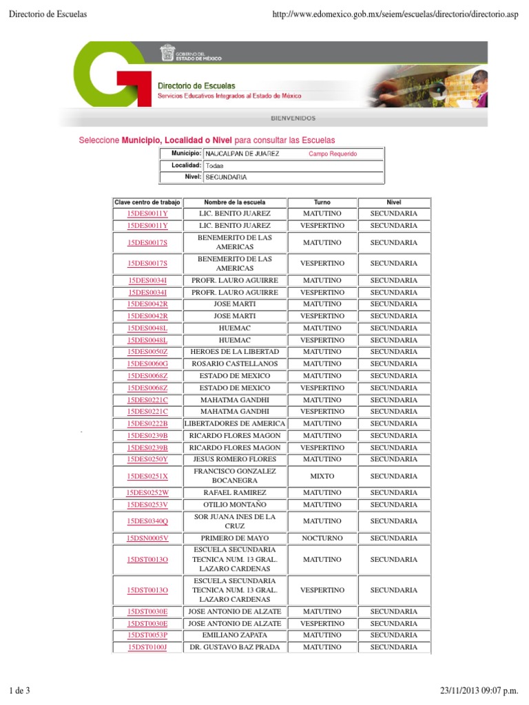 Directorio de Escuelas | PDF