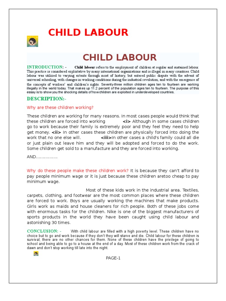 Child Labour Essays | PDF | Child Labour | Labour Economics