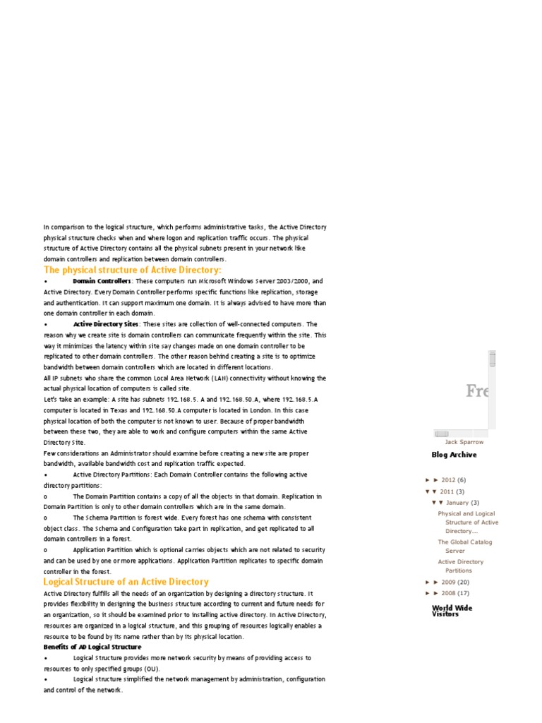 Physical and Logical Structure of Active Directory | PDF | Active ...