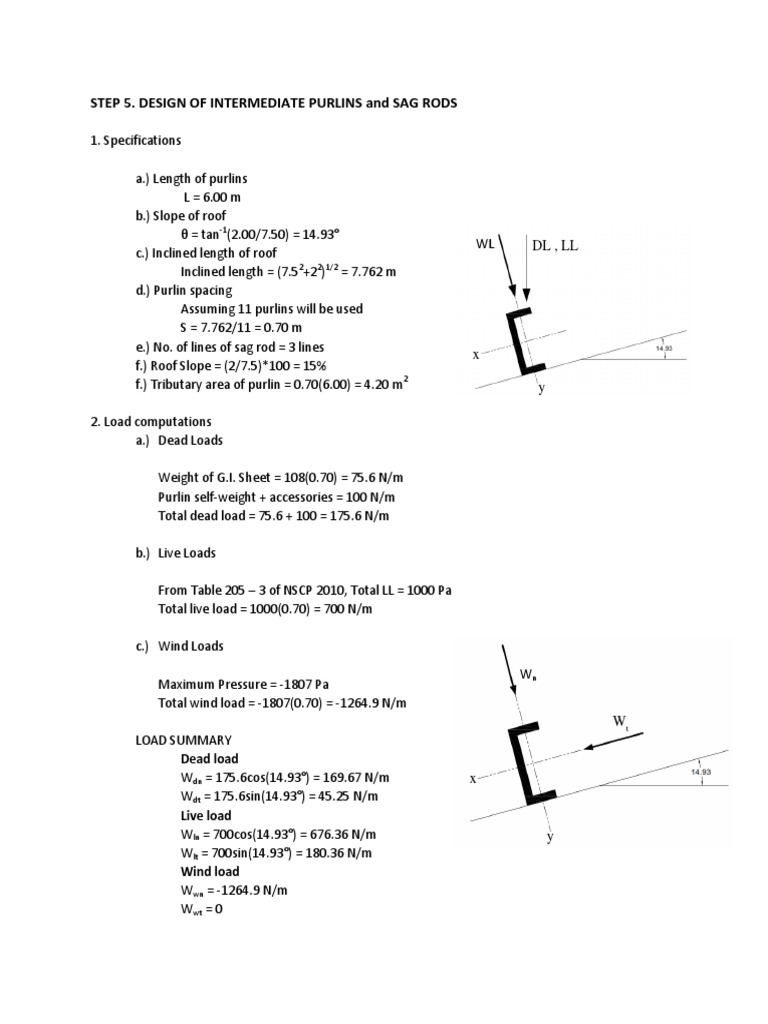 Design of Intermediate Purlins | PDF | Structural Load | Motion (Physics)
