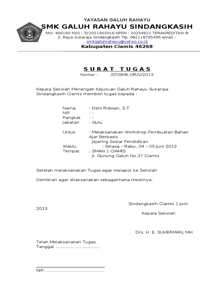 Surat Tugas | PDF
