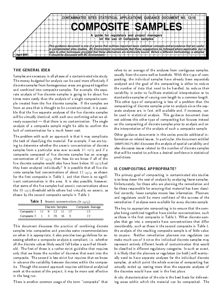 Composite Samples | PDF | Standard Deviation | Mean
