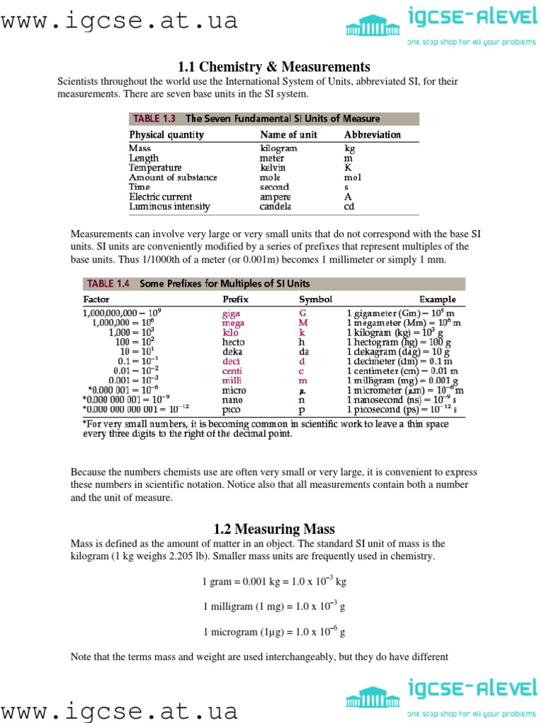 Chemistry Measurements | PDF