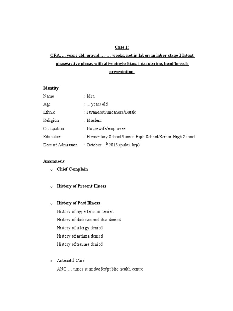 Format Obs | PDF | Woman | Childbirth