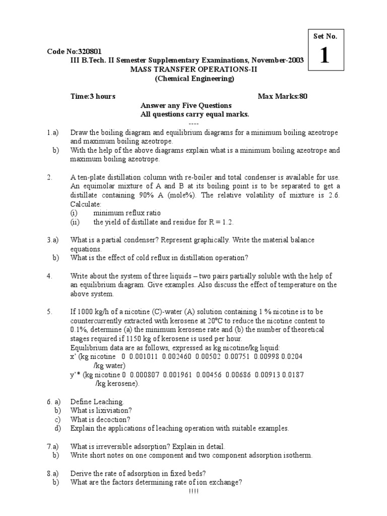 NR 320801 Mass Transfer Operations II | PDF | Distillation | Adsorption