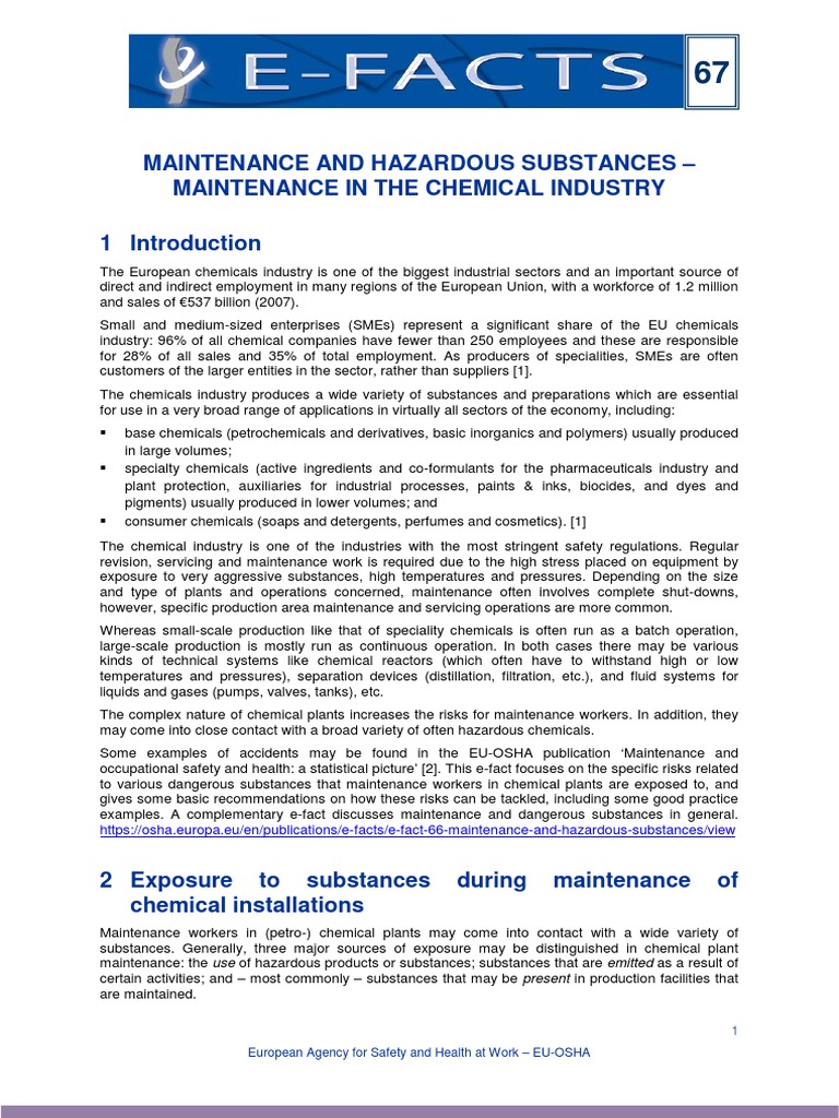 Chemical Maintenance Safety Risks | PDF | Occupational Safety And ...