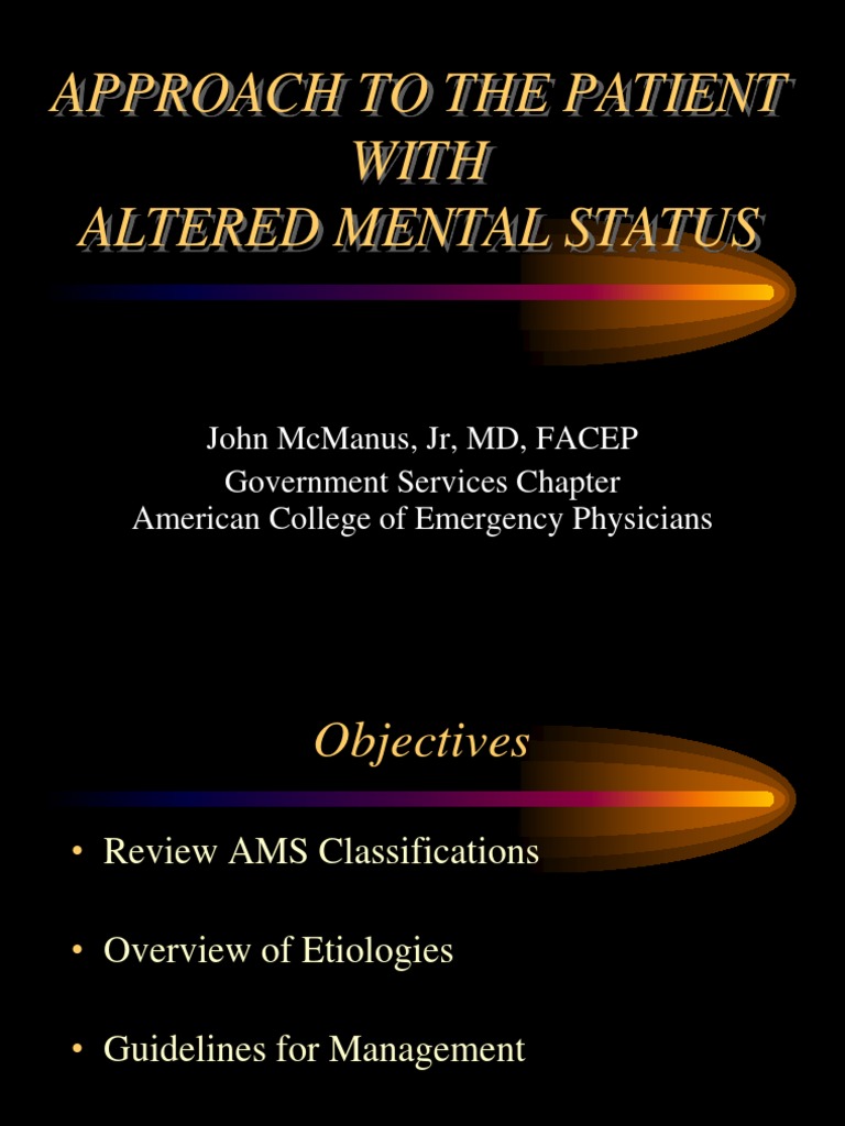 Approach To The Patient With AMS | PDF | Coma | Clinical Medicine