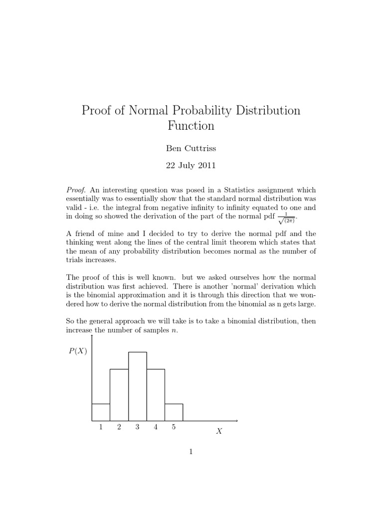 Normal Distribution Probability Density Function Proof