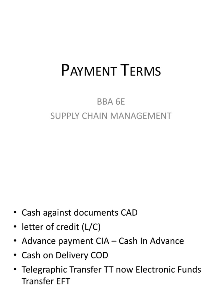 Payment and Shipping Terms Overview | PDF | Services (Economics) | Business