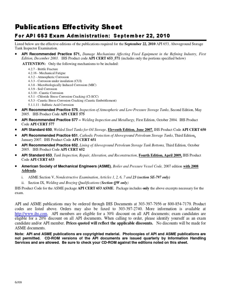 653 Publications Effectivity Sheet - Sep - 22 - 2010 Exam | PDF ...