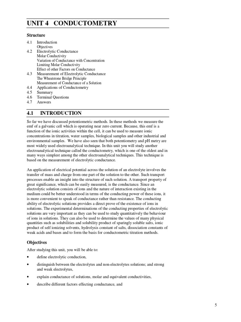 Conductometry for Chemistry Students | PDF | Electrolyte | Ion