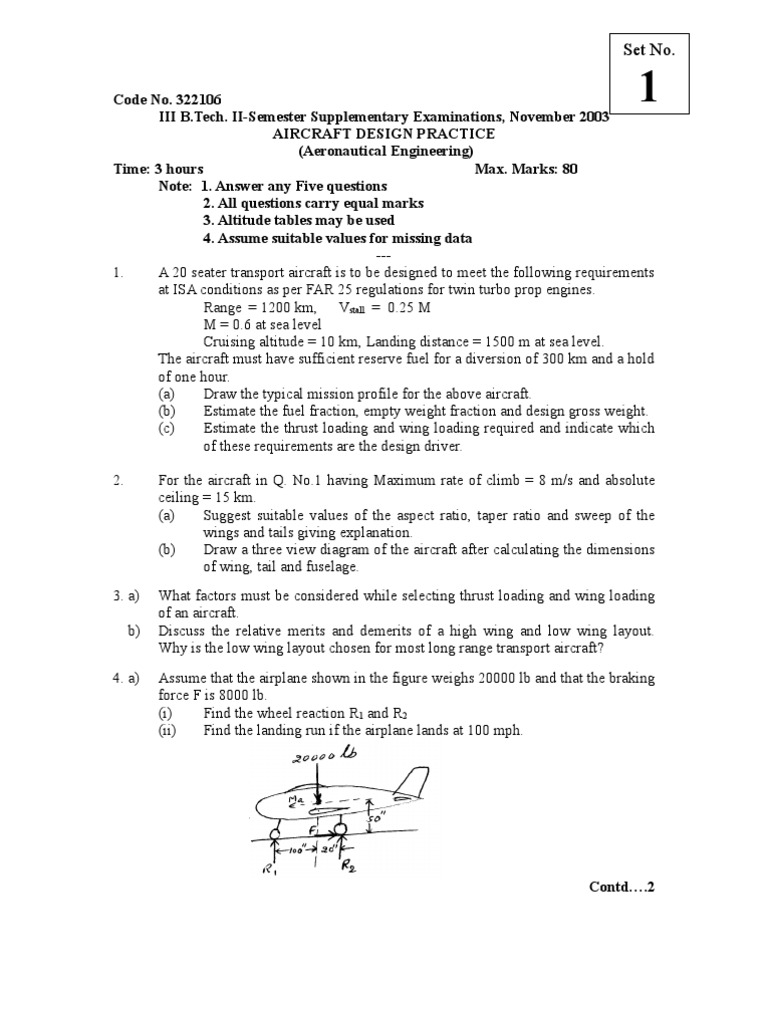 Aircraft Design Practice Exam 322106 | PDF | Aircraft | Airplane