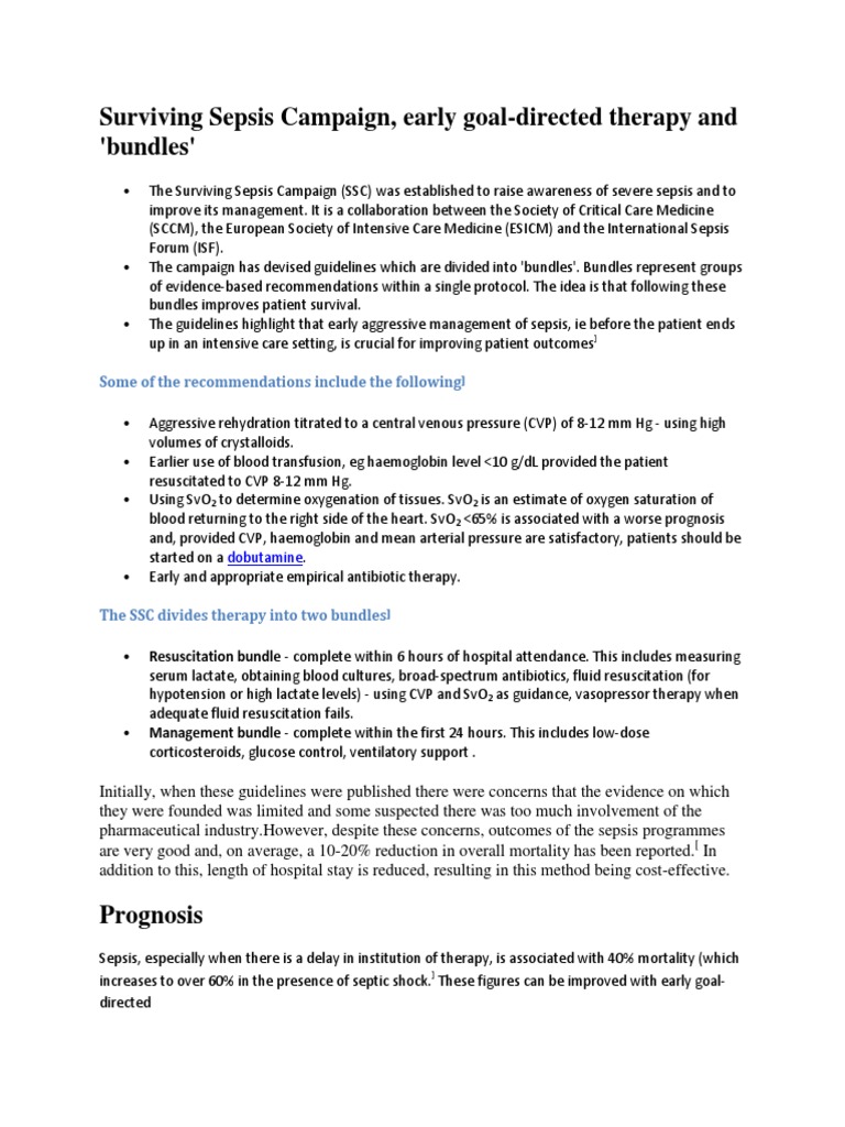 Surviving Sepsis Campaign, Early Goal-Directed Therapy and 'Bundles ...
